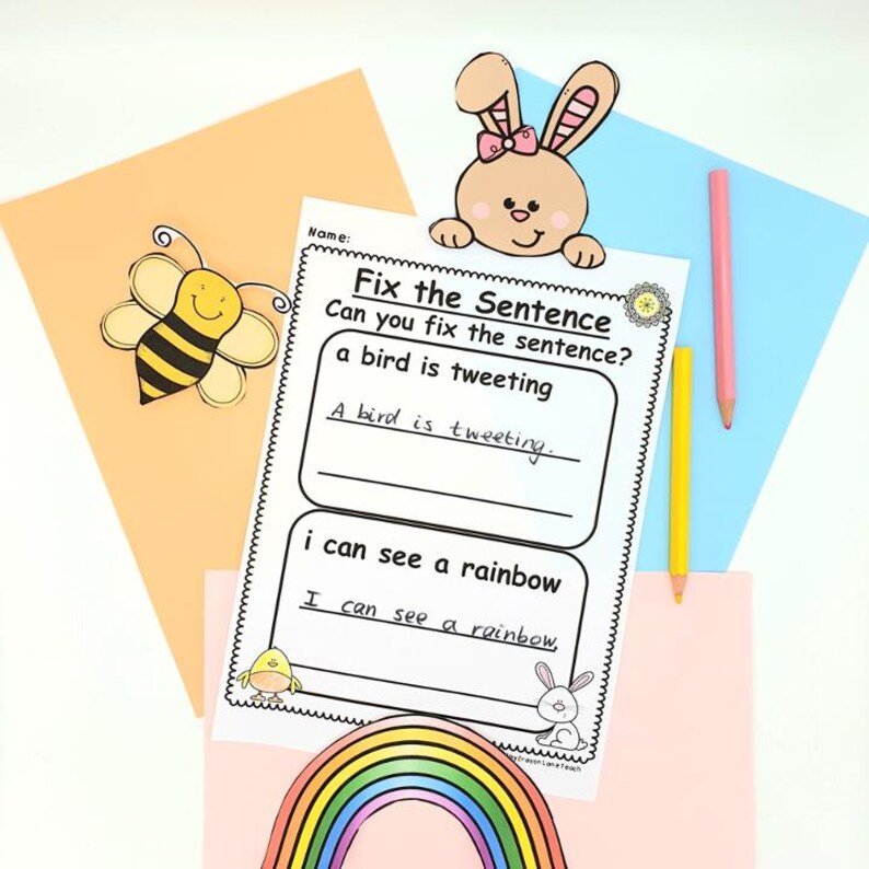 Sentence Writing Practise Worksheets for Kids Spring Homeschool ...