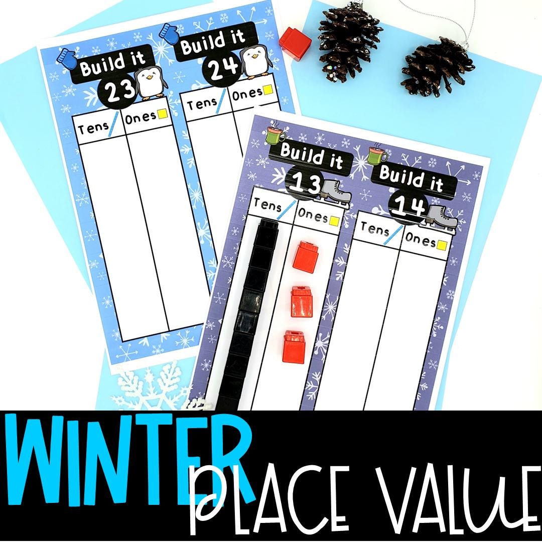 Place Value to 20 Printable Chart Winter Homeschool Learning Tens and ...