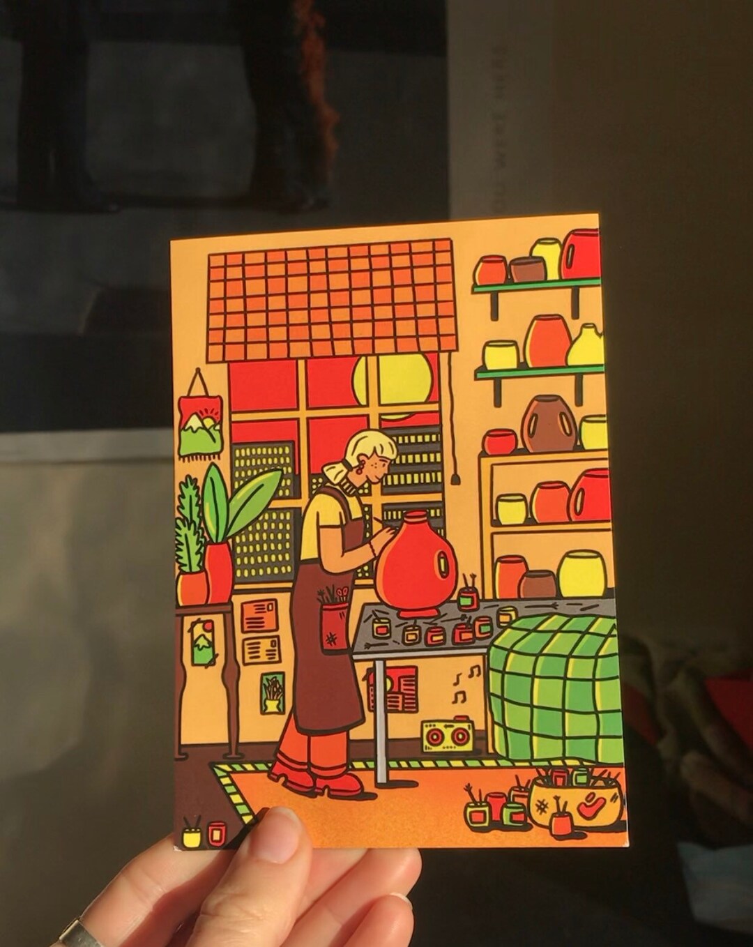 Pottering Around A6 Postcard, Pottery Art, Illustration Print - Etsy