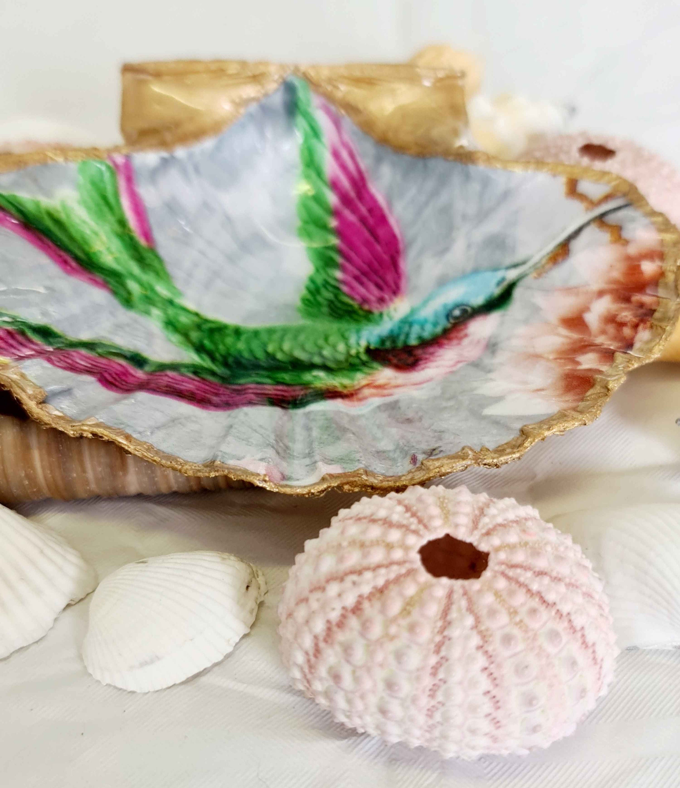 Hummingbird Trinket Dish Resin Shell Gift Hummingbird Dish | Etsy