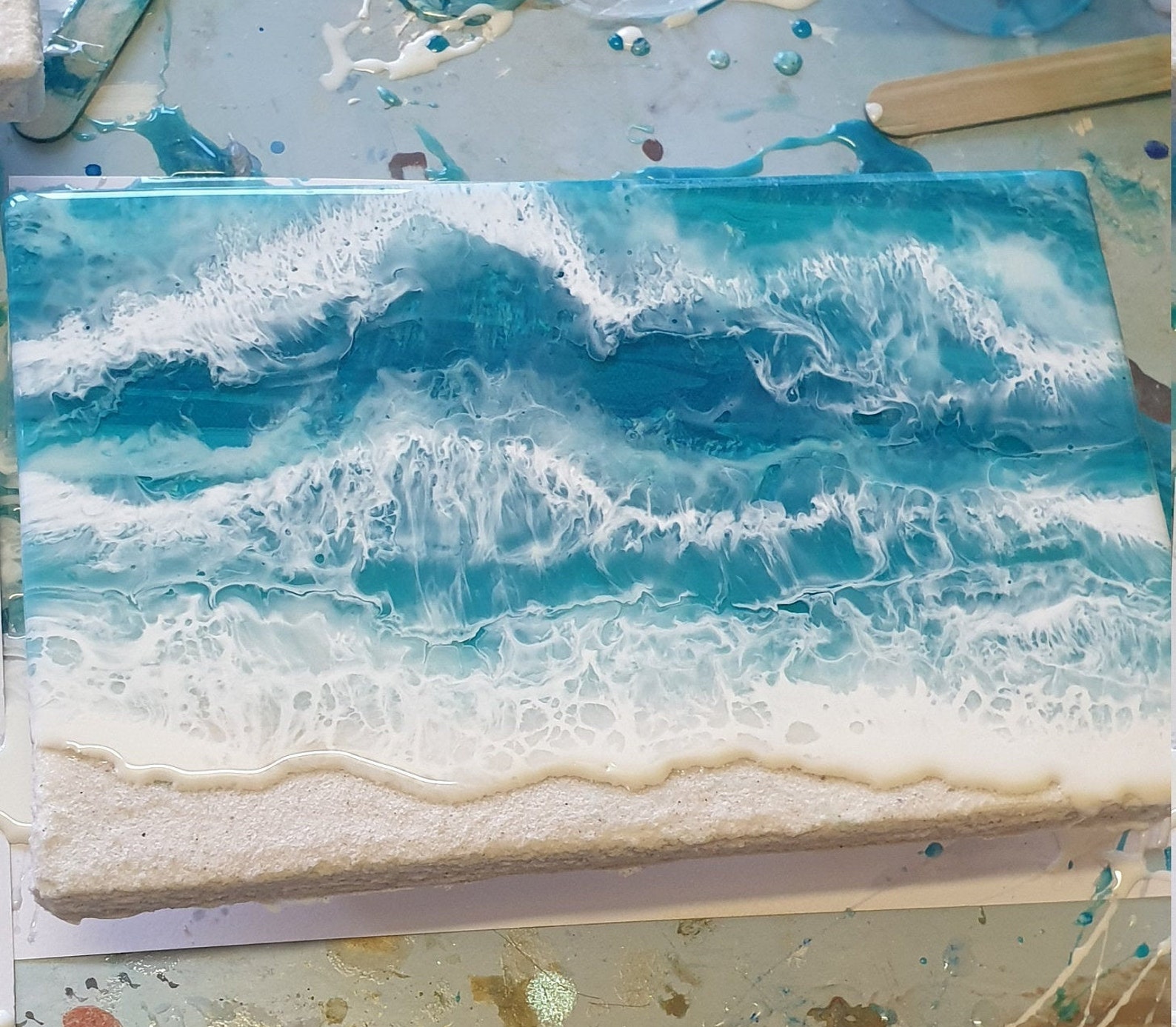 Resin Waves on Canvas Crashing Wave Seascape Resin Ocean - Etsy UK