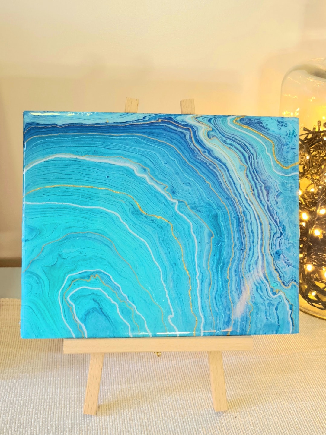 Ocean Acrylic Geode painting, Christmas canvas Art, Resin Acrylic Art ...