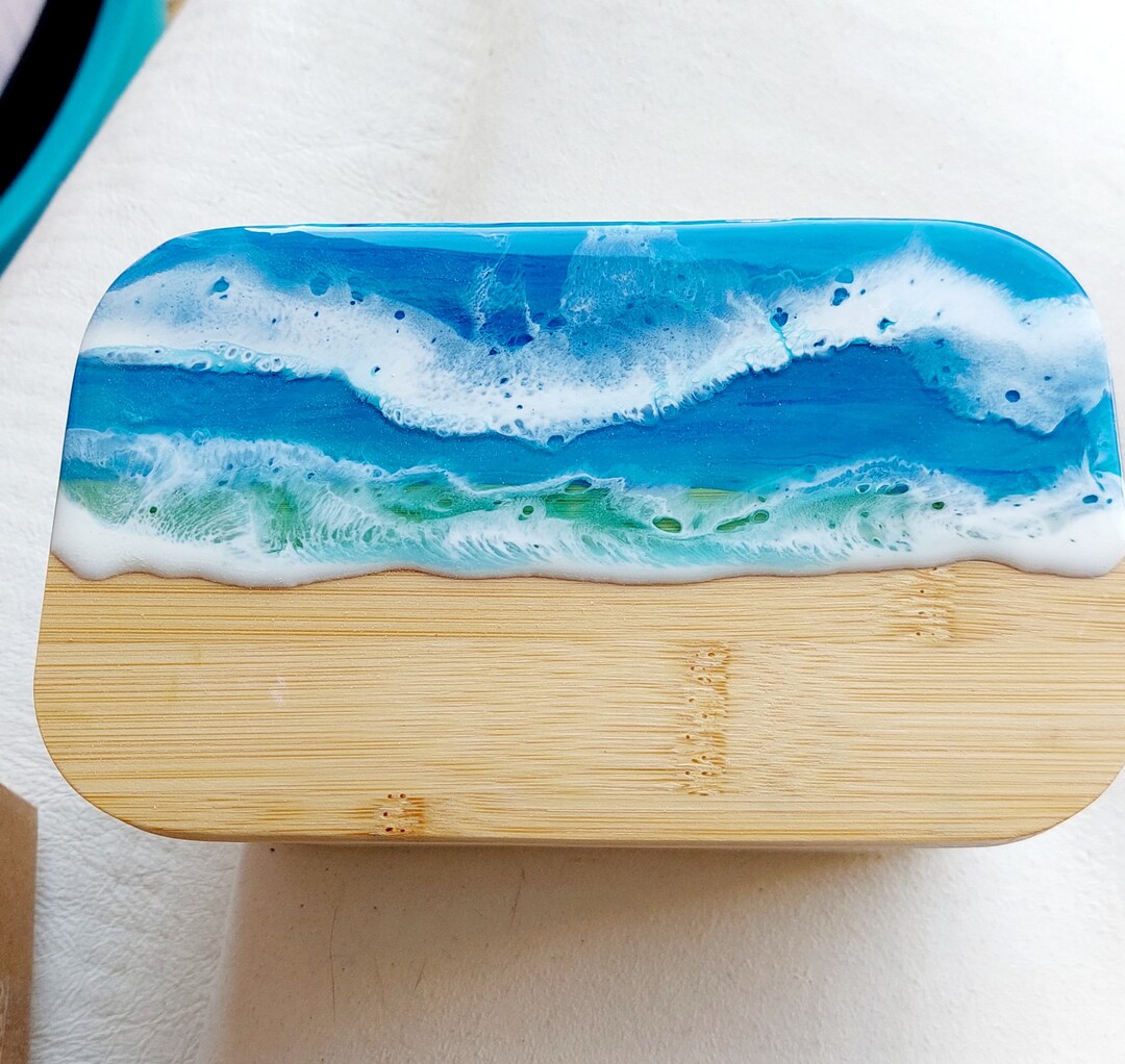 Ocean Resin Ceramic Butter Dish, Bamboo Lid. Gift - Etsy