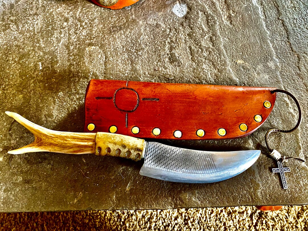 Hand Forged Knife From Farriers Rasp With Rawhide Sinew Handle - Etsy