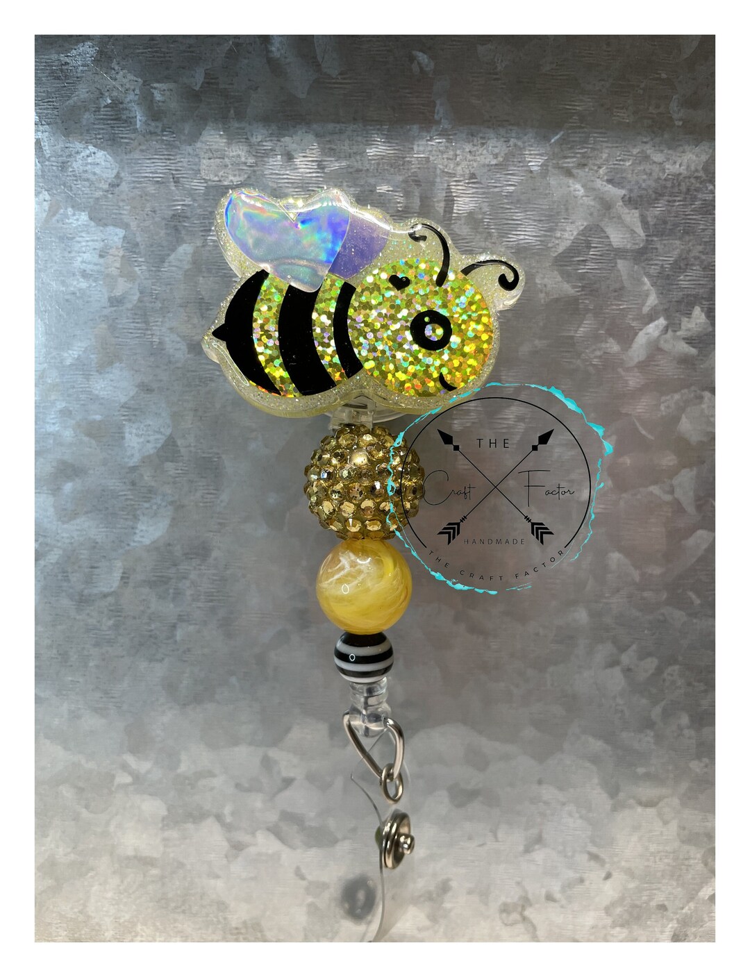 Bumble Bee Badge Reel Glitter Bee Badge Reel Medical Badge - Etsy