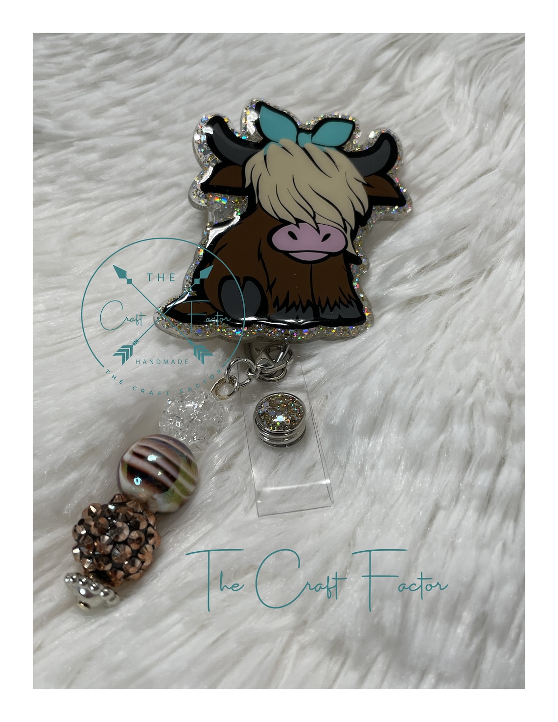 Highland Cow Badge Reel Fuzzy Cow Badge Reel Cute Cow Badge - Etsy