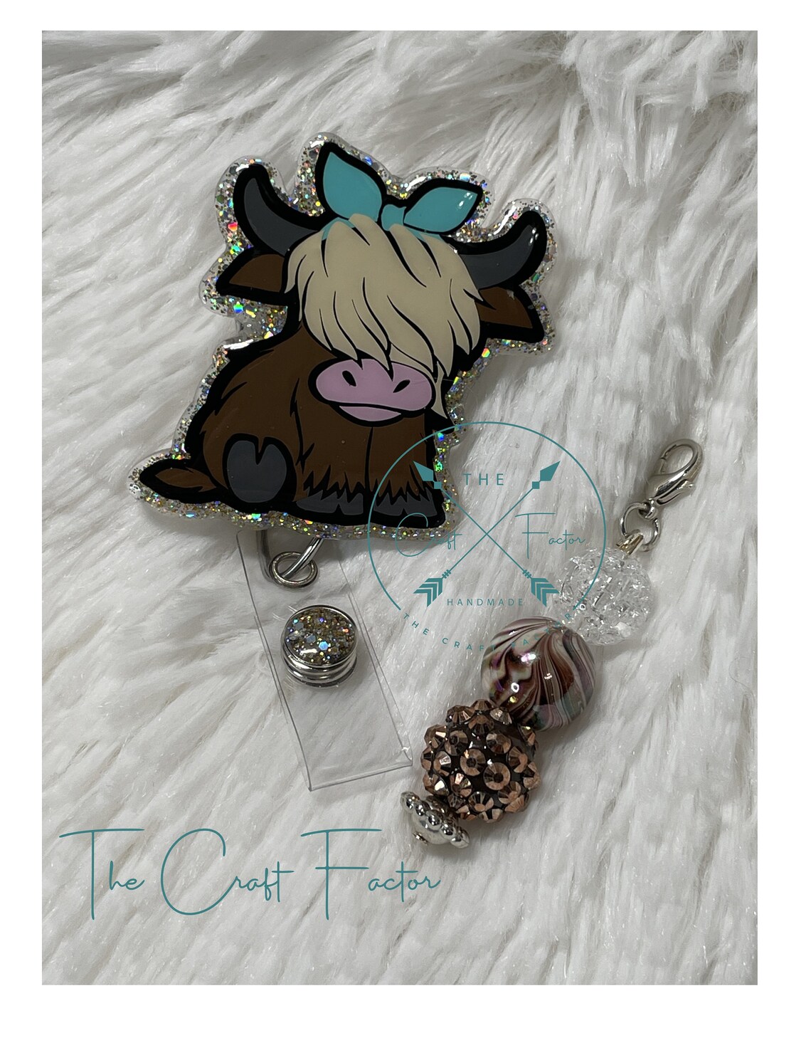 Highland Cow Badge Reel Fuzzy Cow Badge Reel Cute Cow Badge - Etsy