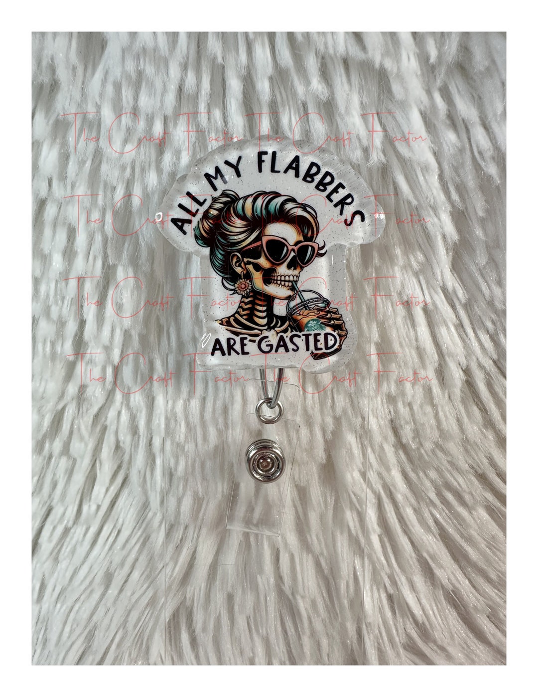 Funny Skeleton Badge Reel: Flabbergasted Alligator Clip - Etsy