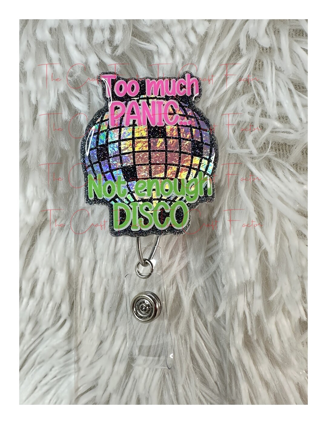 Too Much Panic Not Enough Disco Badge Reel, Disco Ball Badge Reel ...
