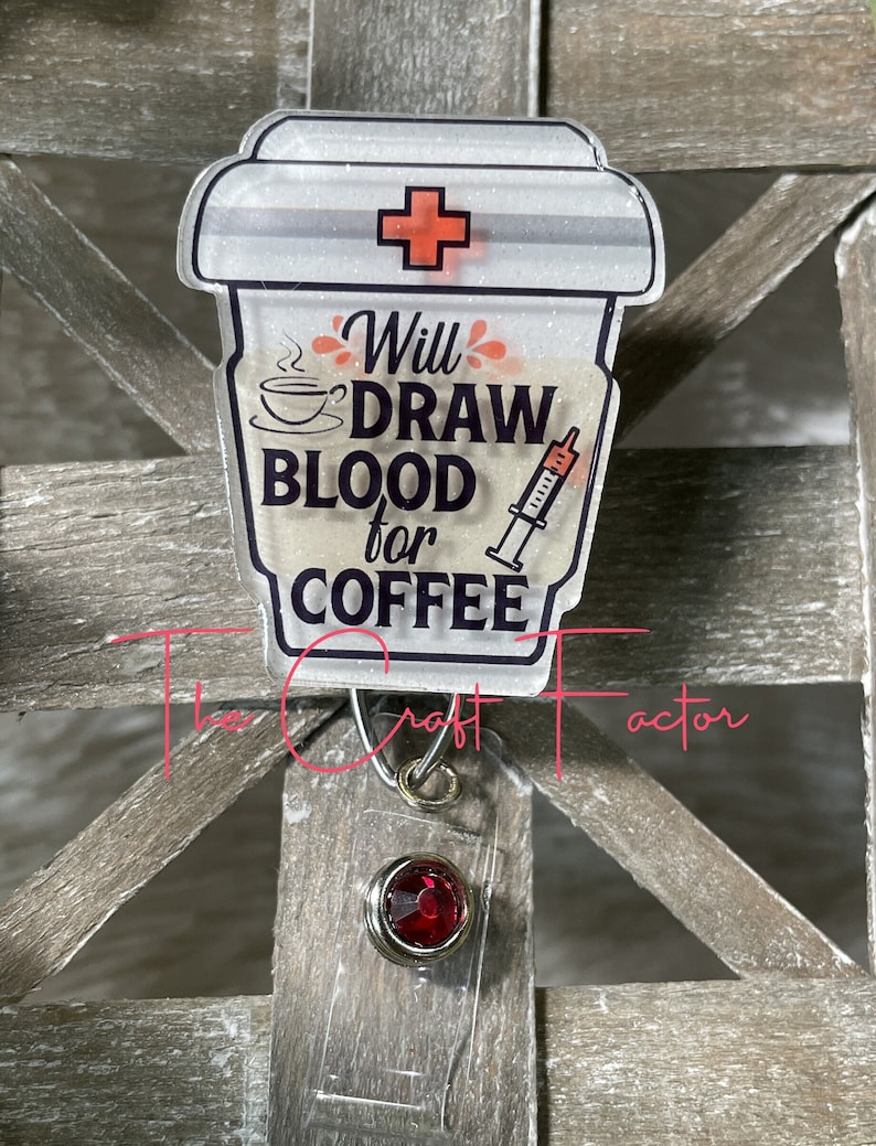 Phlebotomy Badge Reel, Blood Draw for Coffee, Beaded Swivel Clip - Etsy