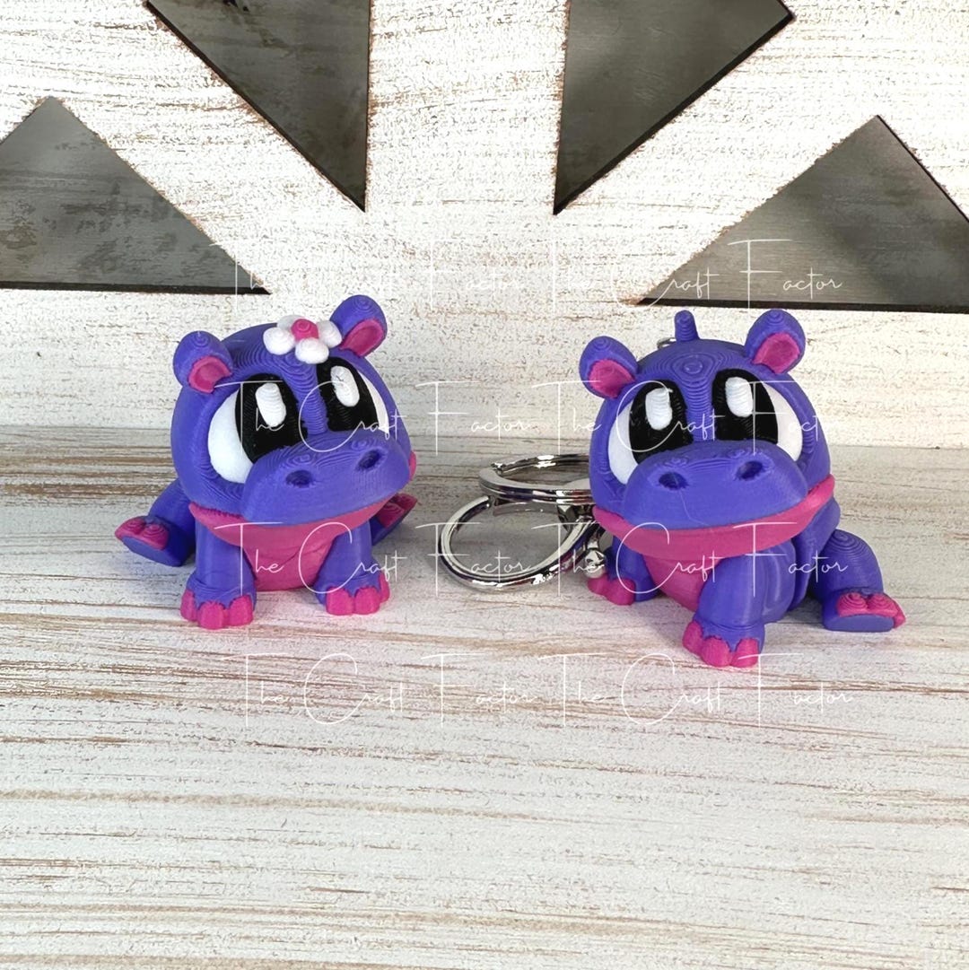 3D Printed Hippo Keychain, Cute Hippo Bag Tag, Hippo Backpack Charm ...