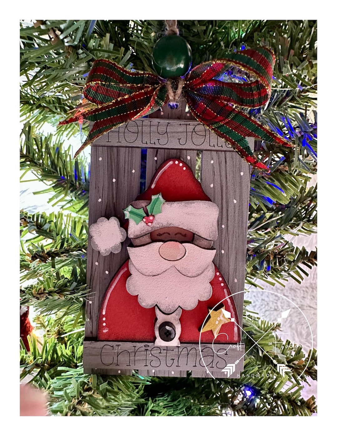 Hand Painted Wooden Santa Ornament, Holly Jolly Christmas Decor - Etsy