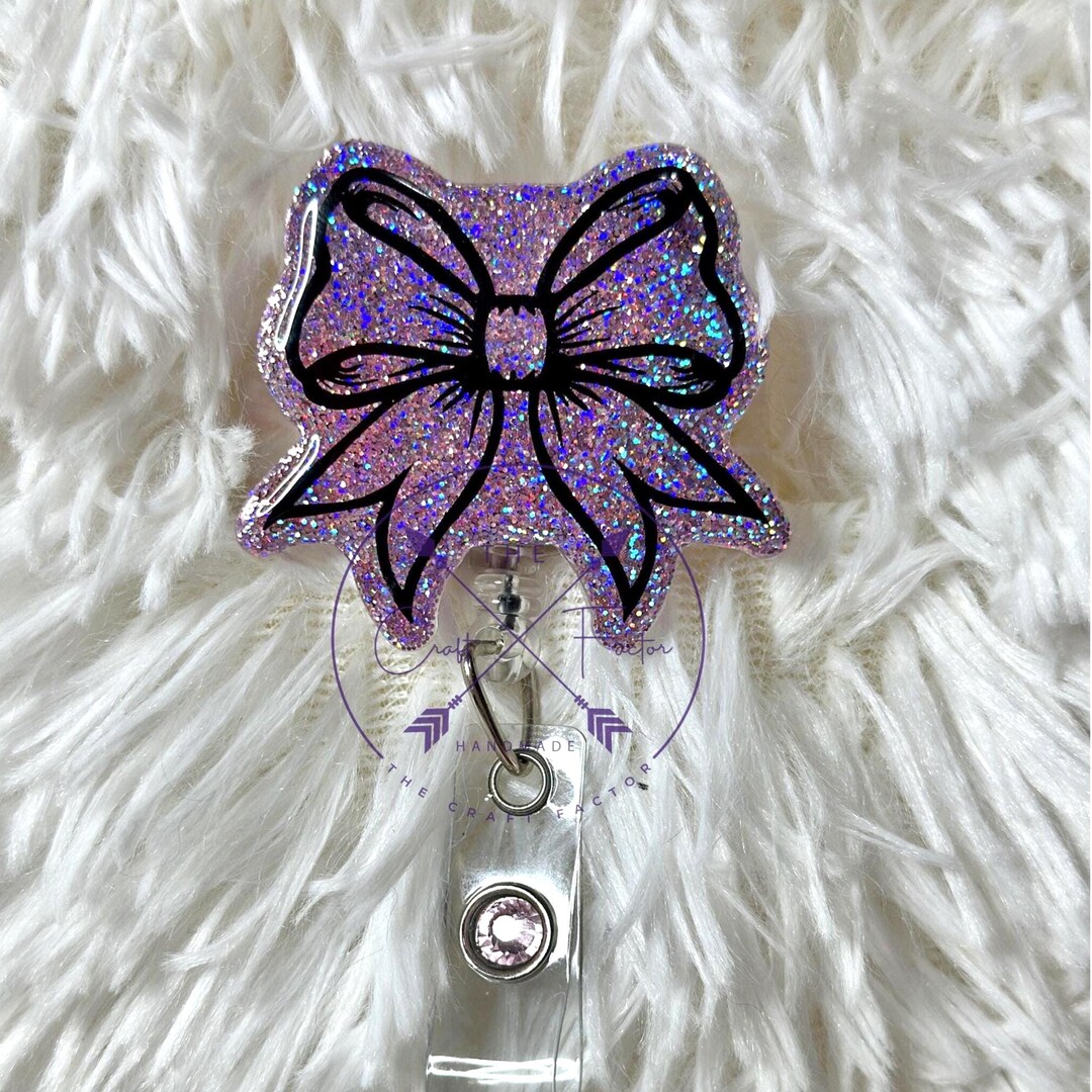 Coquette Bow Badge Reel, Cheer Bow Badge Reel, Cute Bow Badge Reel ...