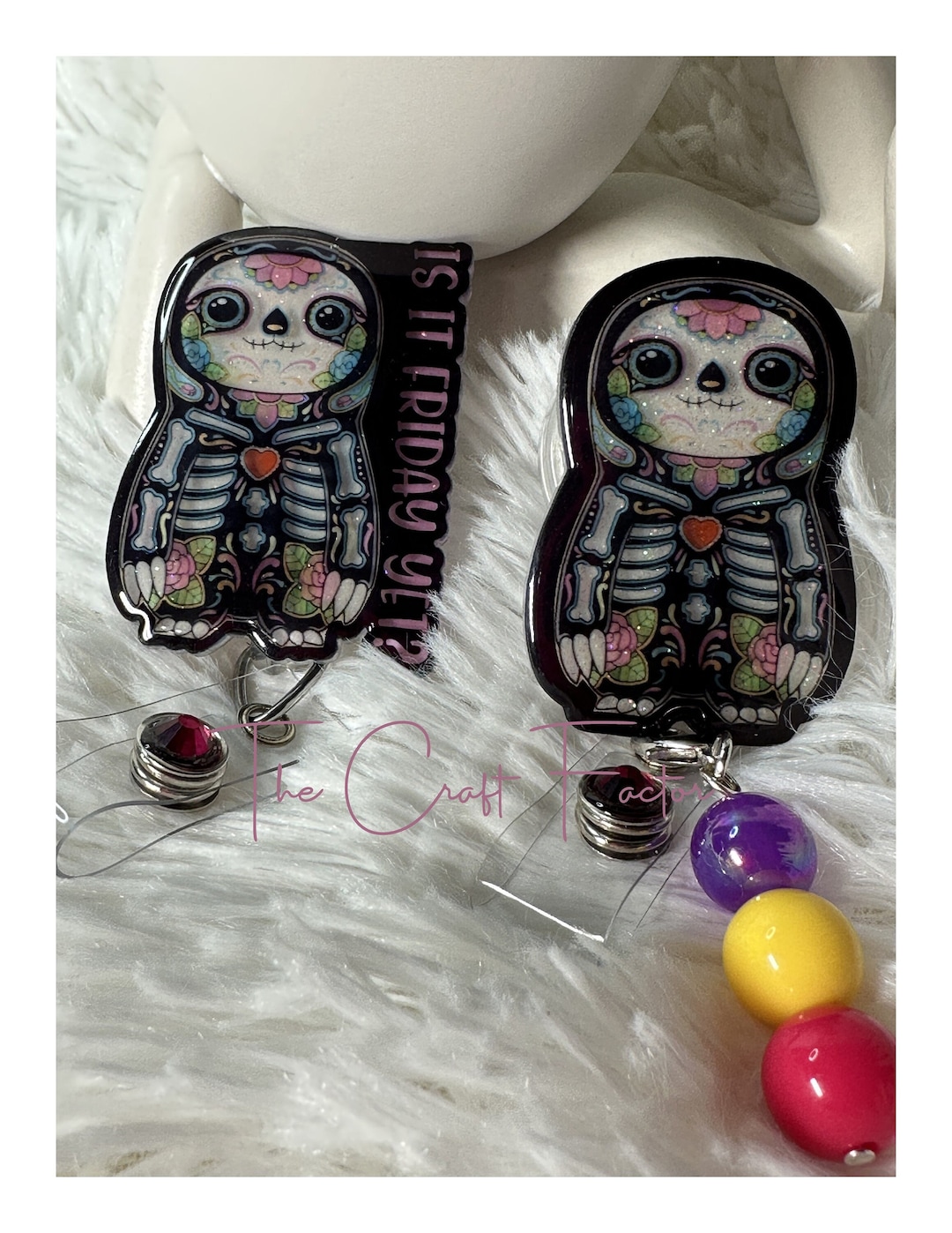 Sugar Skull Sloth Badge Reel: Funny Nurse ID Holder - Etsy