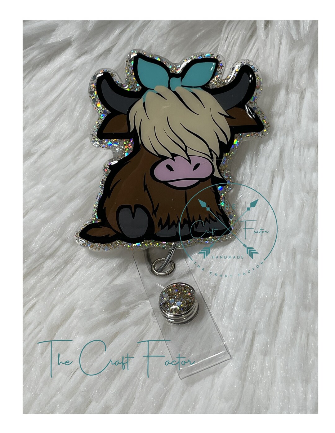 Highland Cow Badge Reel, Fuzzy Cow Badge Reel, Cute Cow Badge Reel, Vet ...