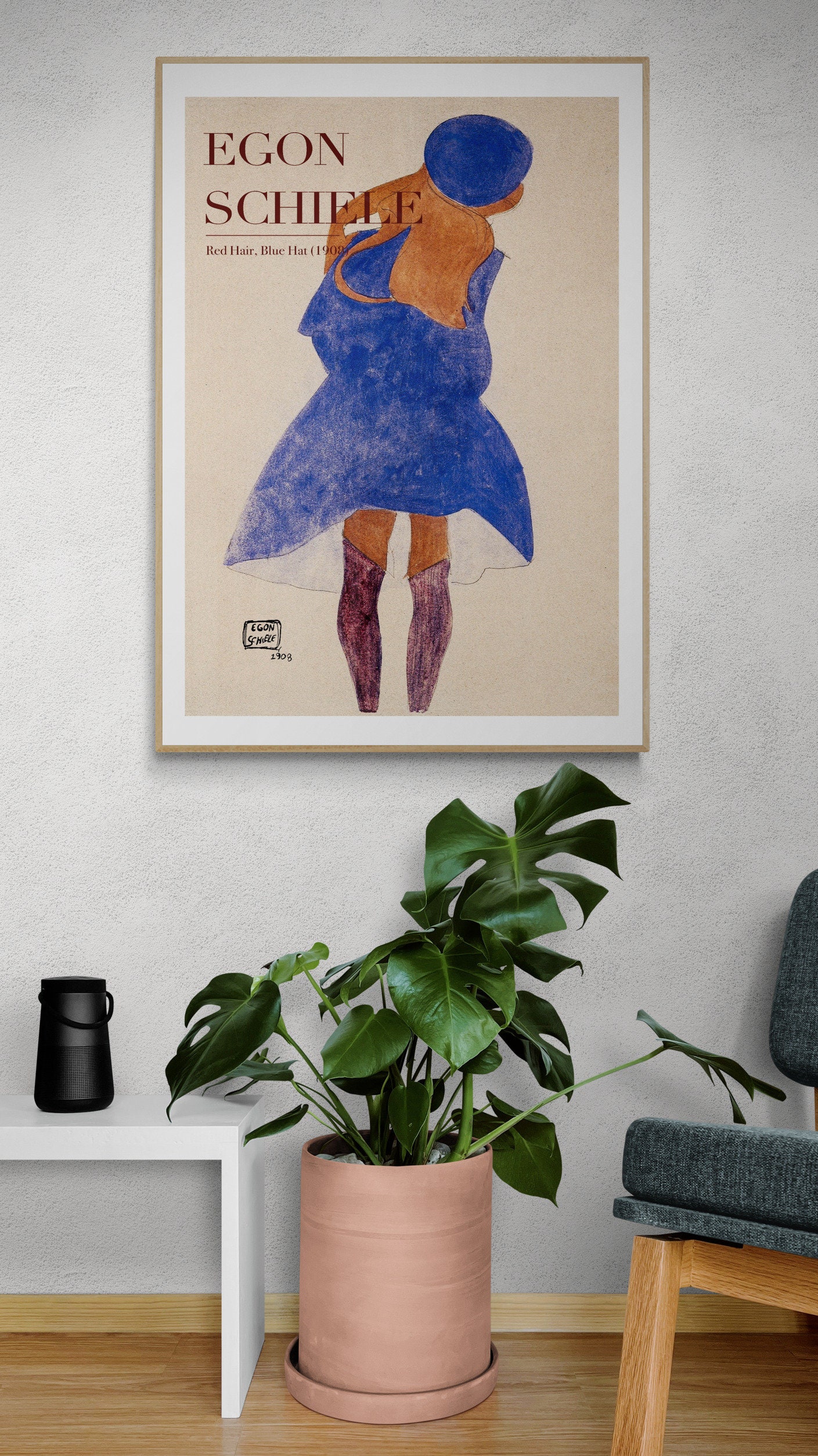 Egon Schiele Red Hair Blue Hat 1908 Digital Print / - Etsy