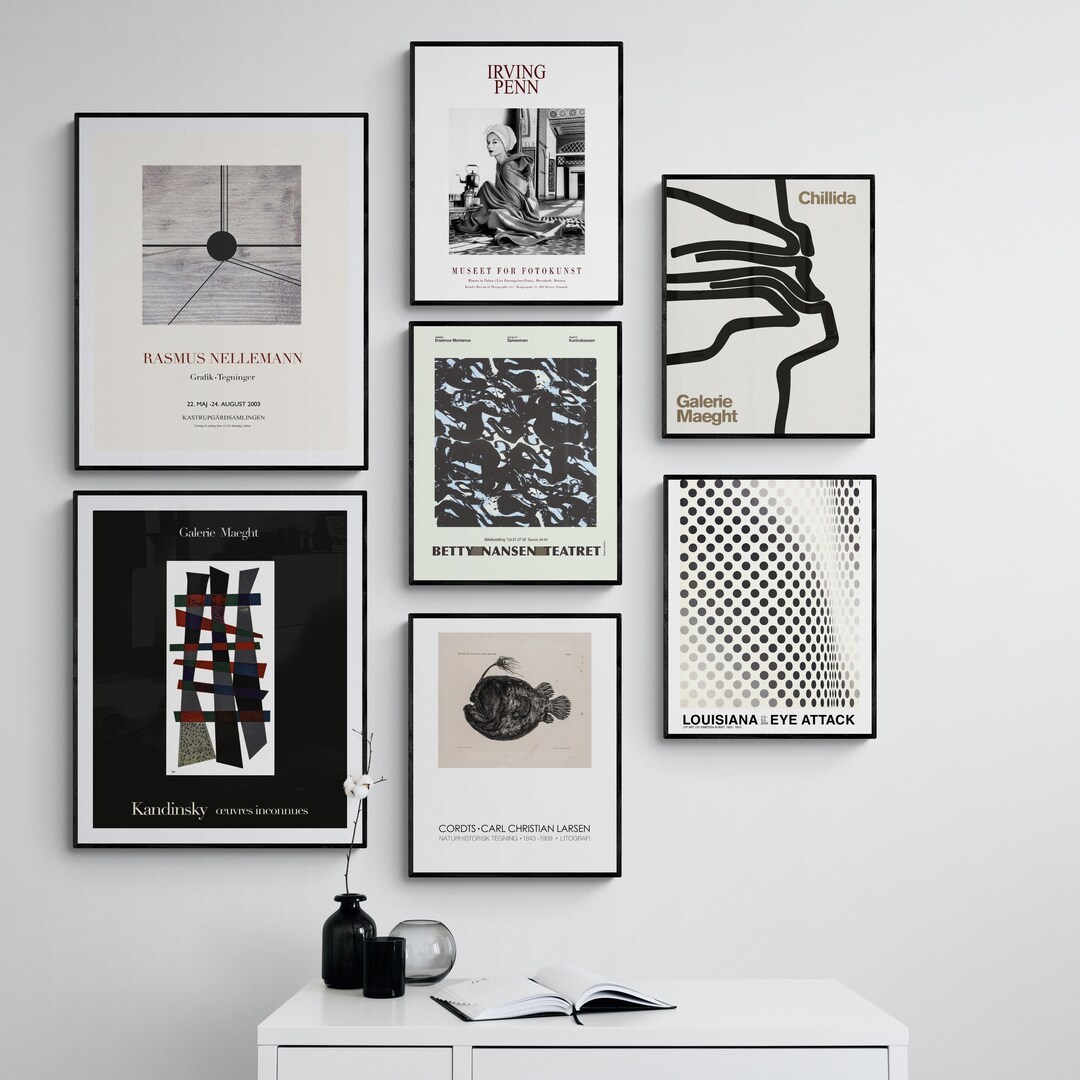 Dark Solid Set - Set of 7 / Vintage Print Set, Eclectic Print Set ...