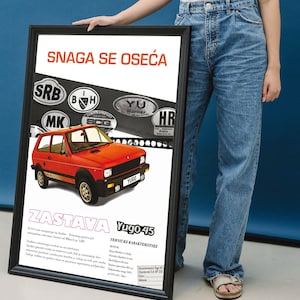 Yugo Zastava / Yugoslavia Nostalgic Car Poster / Retro Wall Art ...
