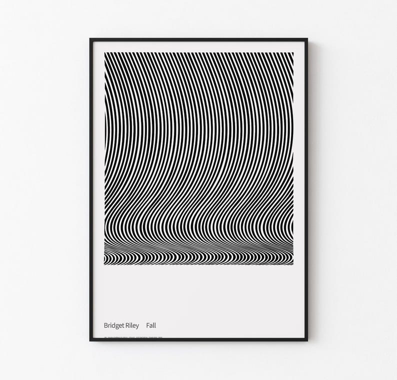 Bridget Riley - Fall / Optical Illusion Black and White Art Print ...