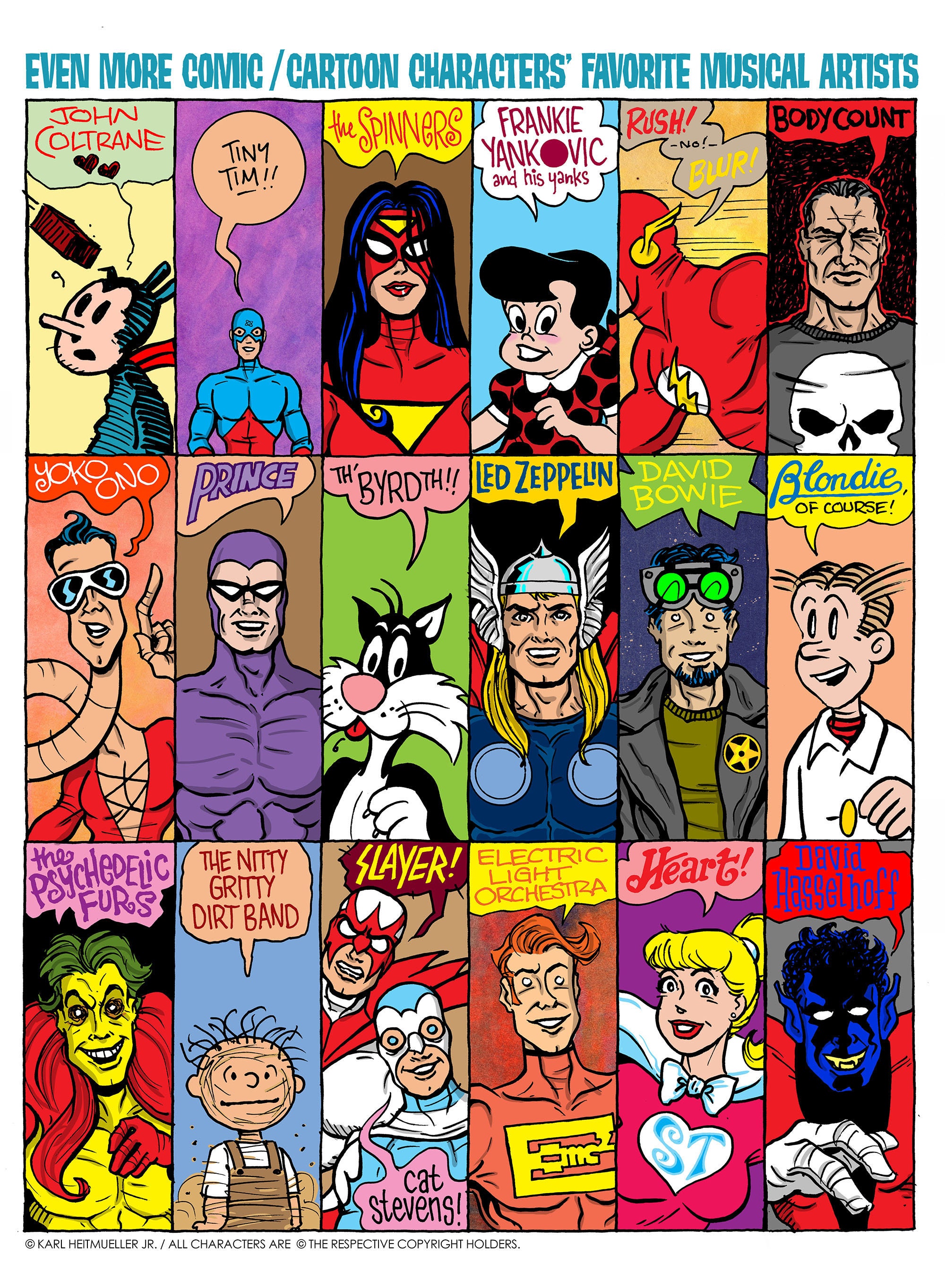 Even More Comic / Cartoon Characters' Favorite Musical Artists Print - Etsy