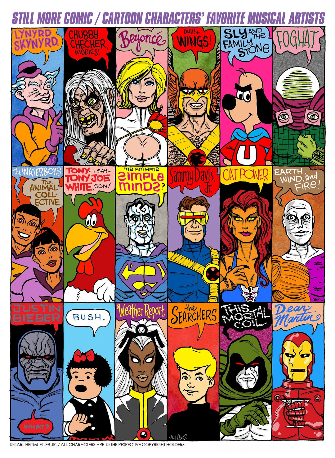 Still More Comic / Cartoon Characters' Favorite Musical Artists Print ...