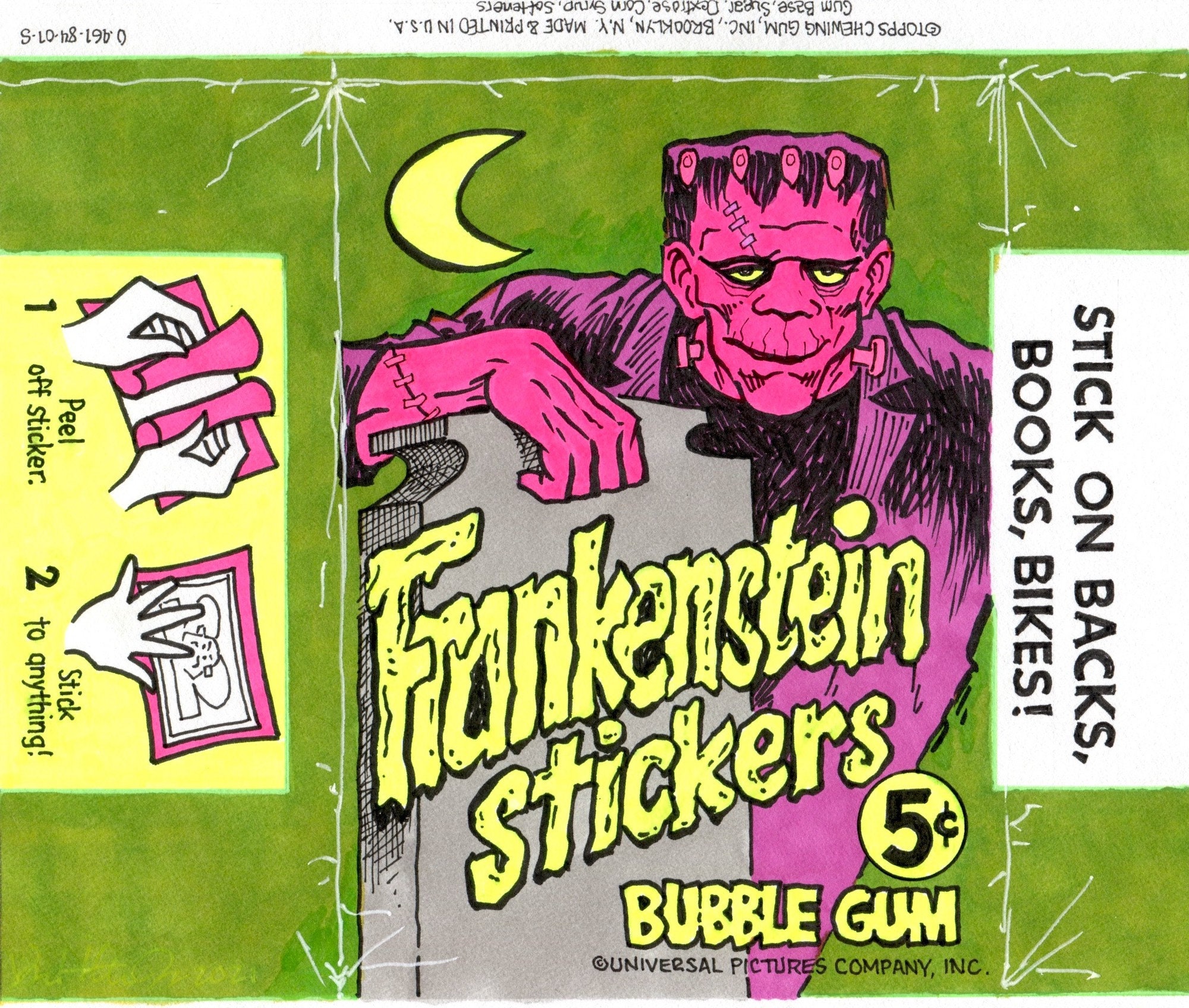 FRANKENSTEIN STICKERS 1966 Wrapper Redux - Etsy