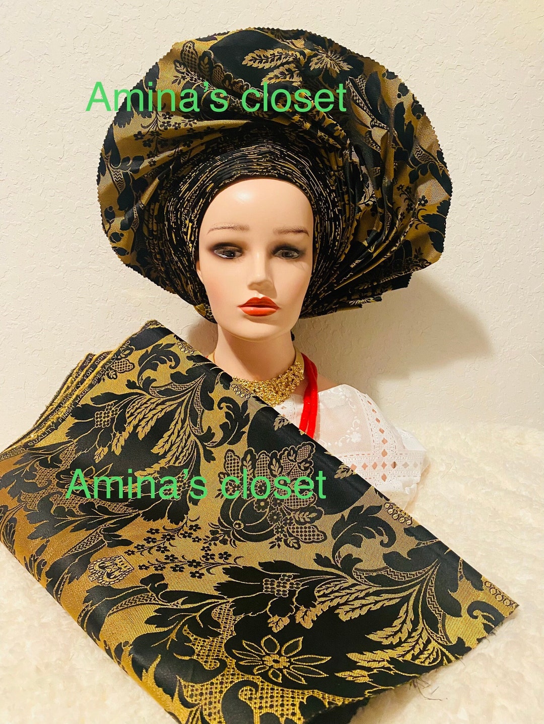 High Quality Damask Autogele and Ipele Ready to Wear Head Tie and ...