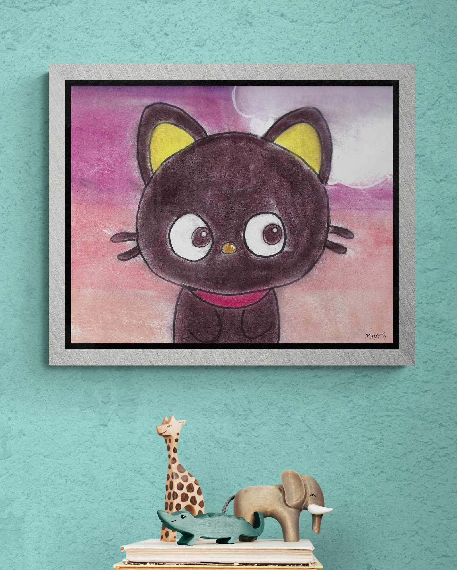 Chococat Chalk Pastel Painting, Wall Decor for Home, Office or Nursery ...