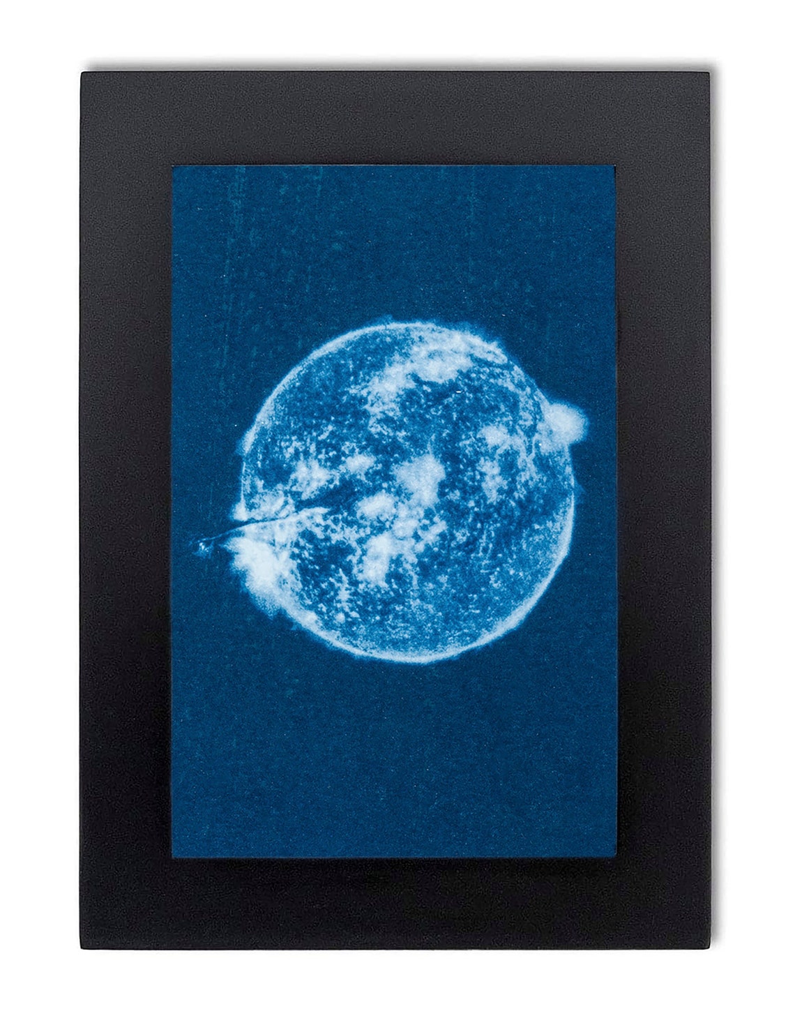 FRAMED Cyanotype of the Sun, 4x6 Handmade Print in Black Solid Wood ...