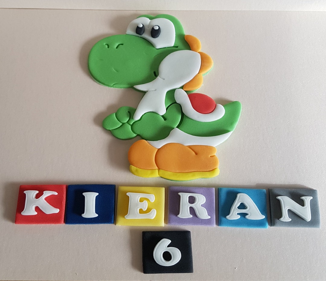 Edible Handmade Sugar Paste Fondant Icing unofficial Super Mario Yoshi ...