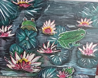 Needle Felted Frog on Lily Pad - Etsy UK