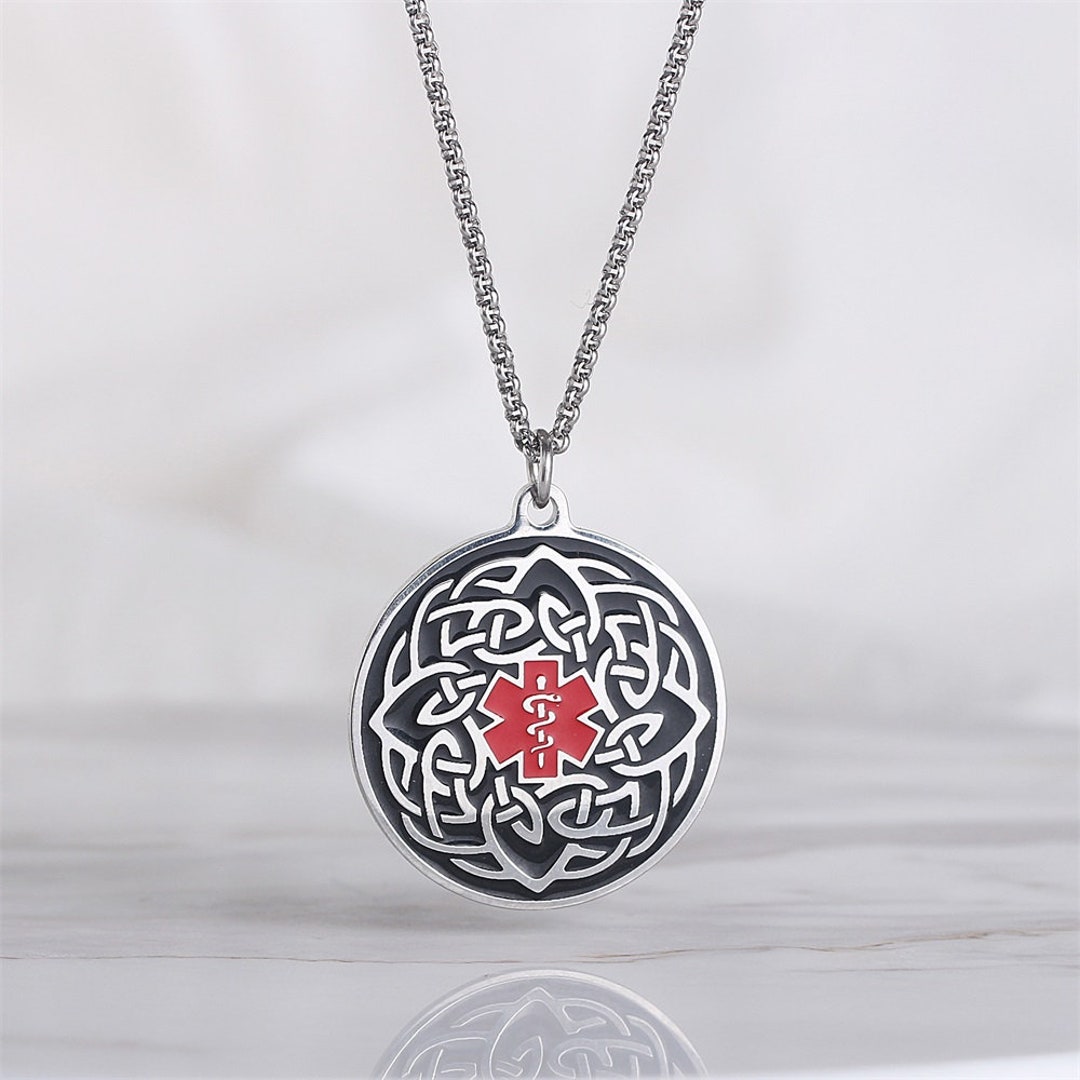 Custom Medical Alert Celtic Knot Necklace for Women With Free Engraving ...
