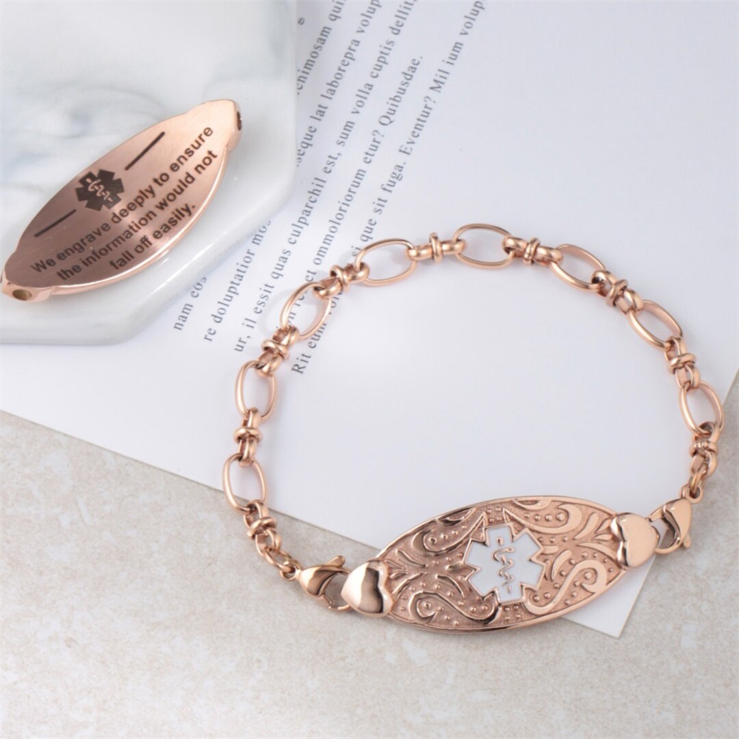 Custom Medical Alert Bracelet for Women With Free Engraving ...