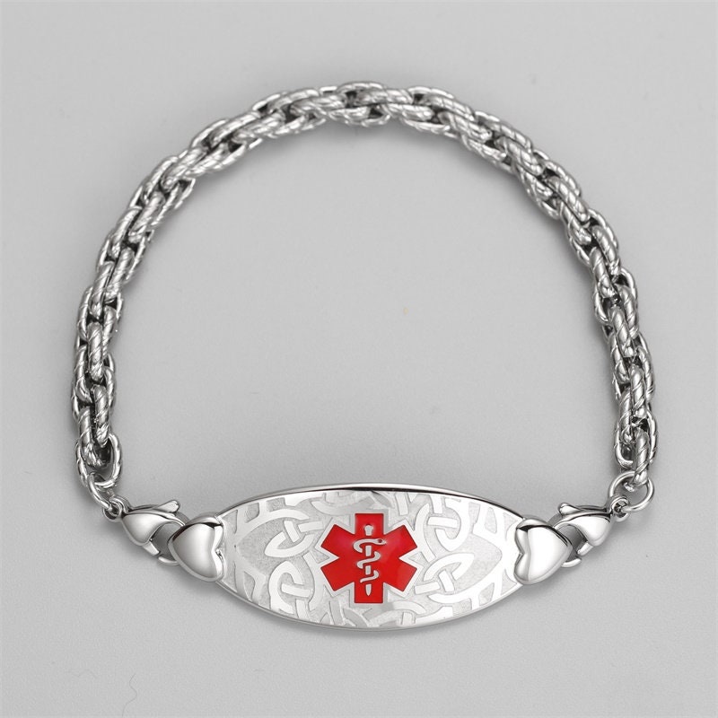 Custom Medical Alert ID Chain Bracelet With Free Engraving for - Etsy