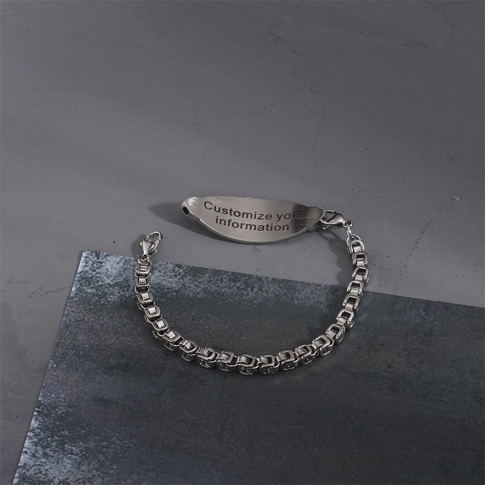 Custom Medical Alert ID Chain Bracelet With Free Engraving for - Etsy
