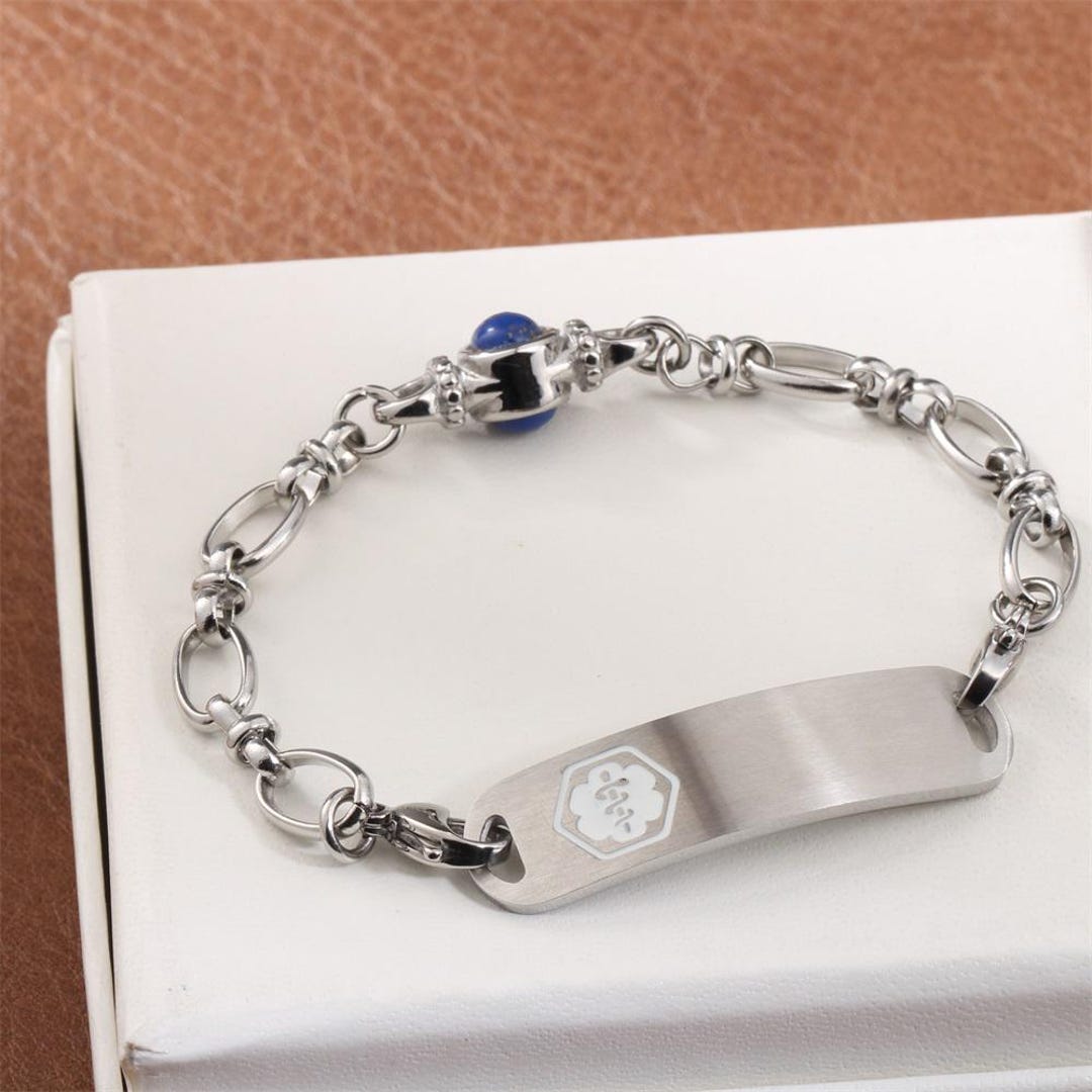 Personalized Engraved Medical Alert Bracelet for Women With Natural ...