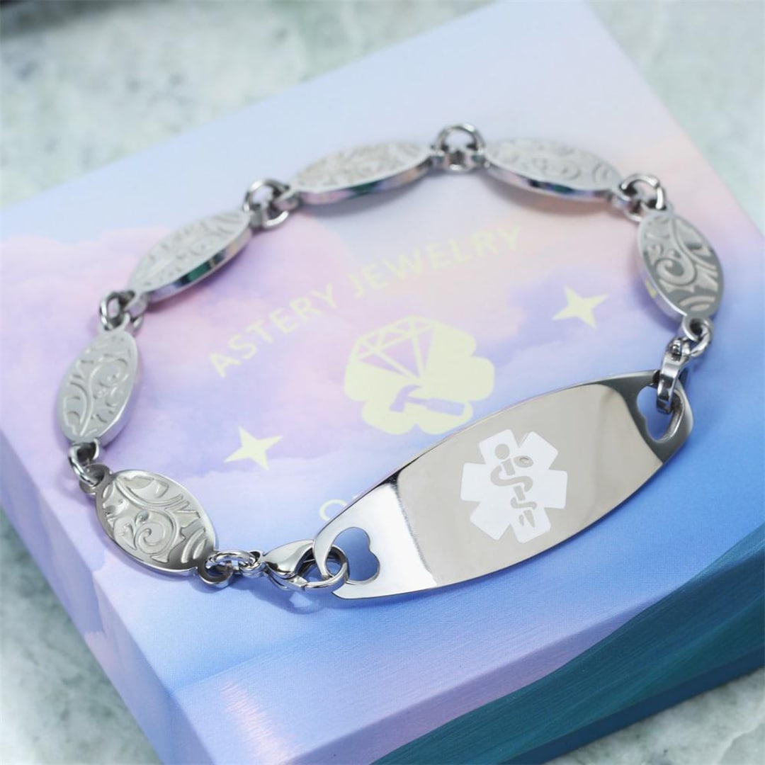 Customizable Elegant Medical Alert Bracelet for Women,free Engraving ...