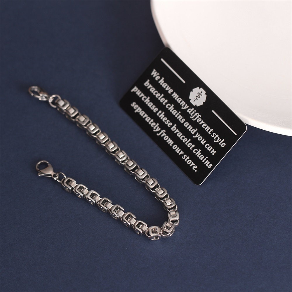 Custom Medical Alert ID Chain Bracelet With Free Engraving for - Etsy