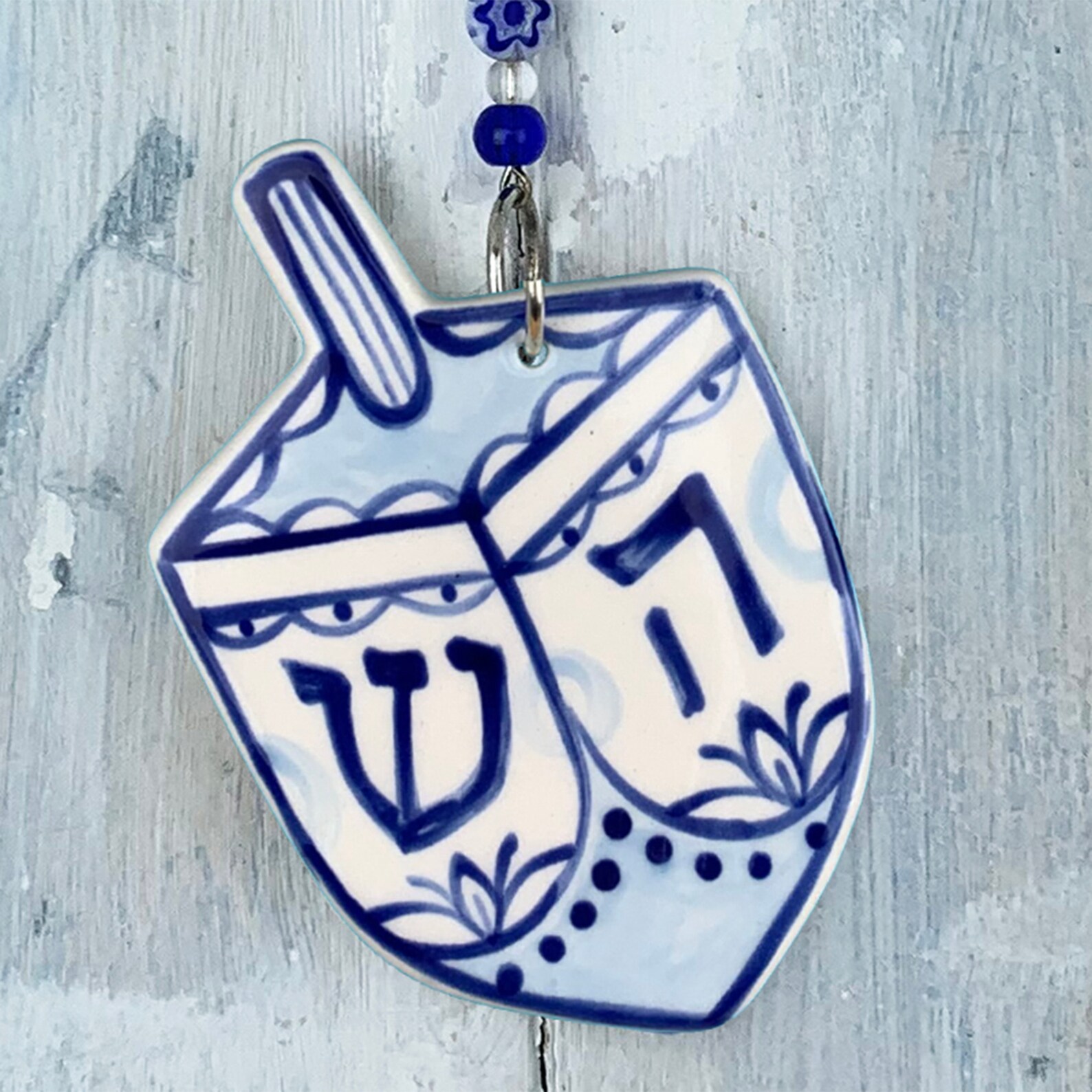 Blue & White Shin Hey Dreidel Hanukkah Decoration - Etsy