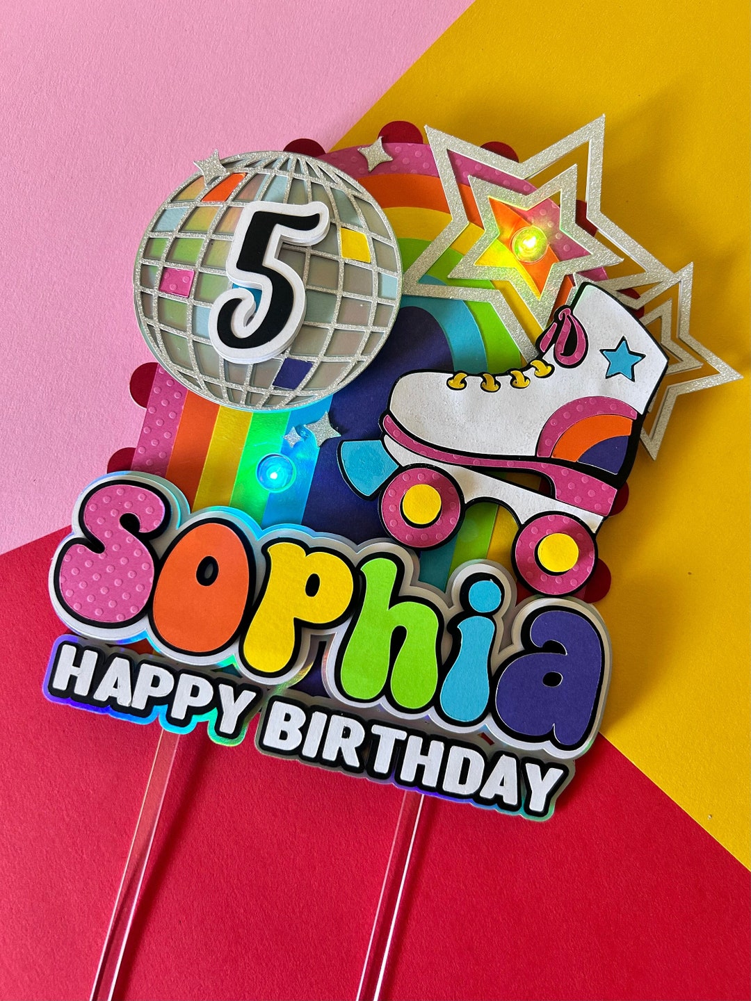 Rollerskate Rainbow Retro Cake Topper - Etsy