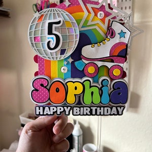 Rollerskate Rainbow Retro Cake Topper - Etsy