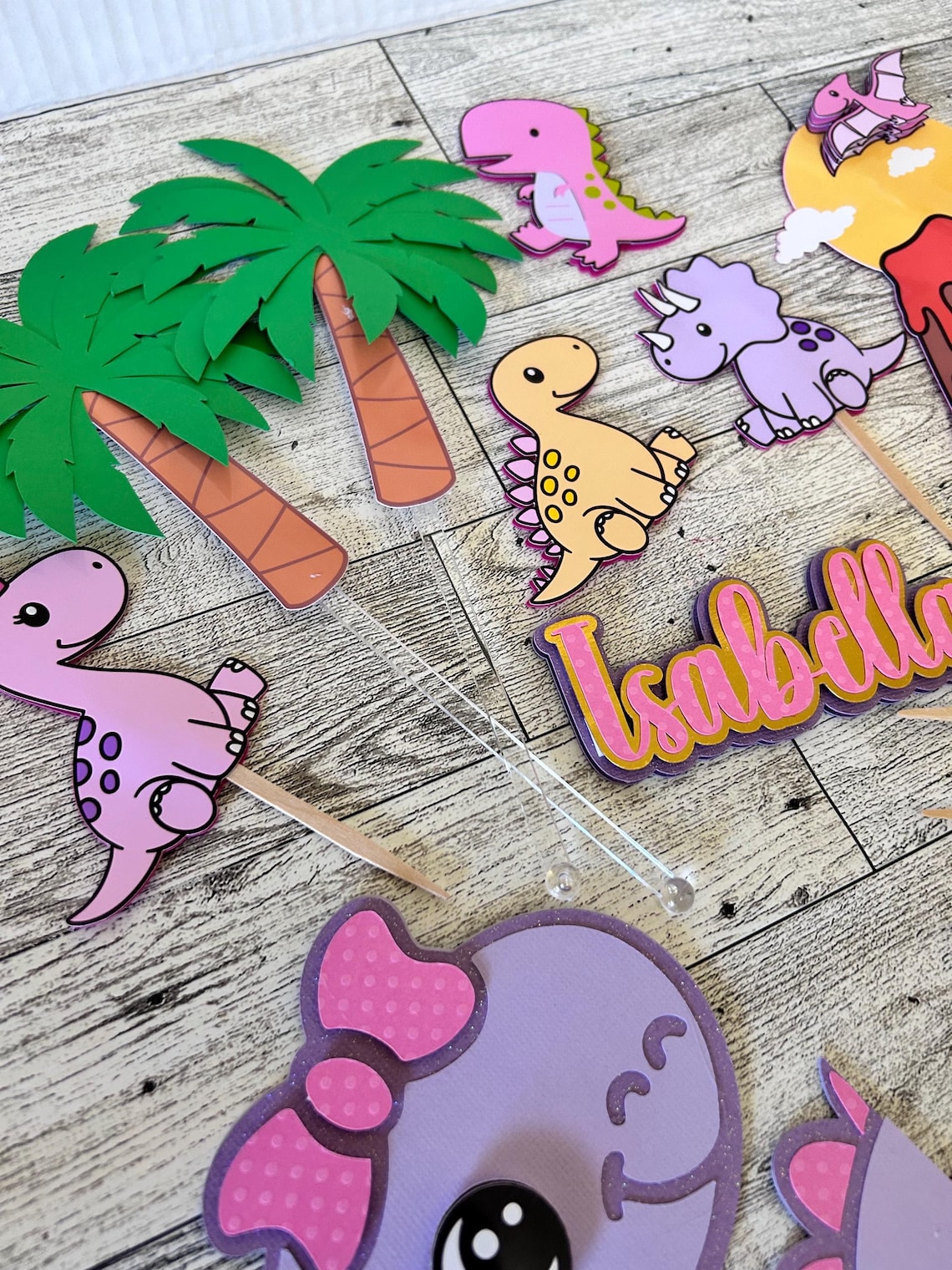 Dinosaur Girl Cake Topper - Etsy