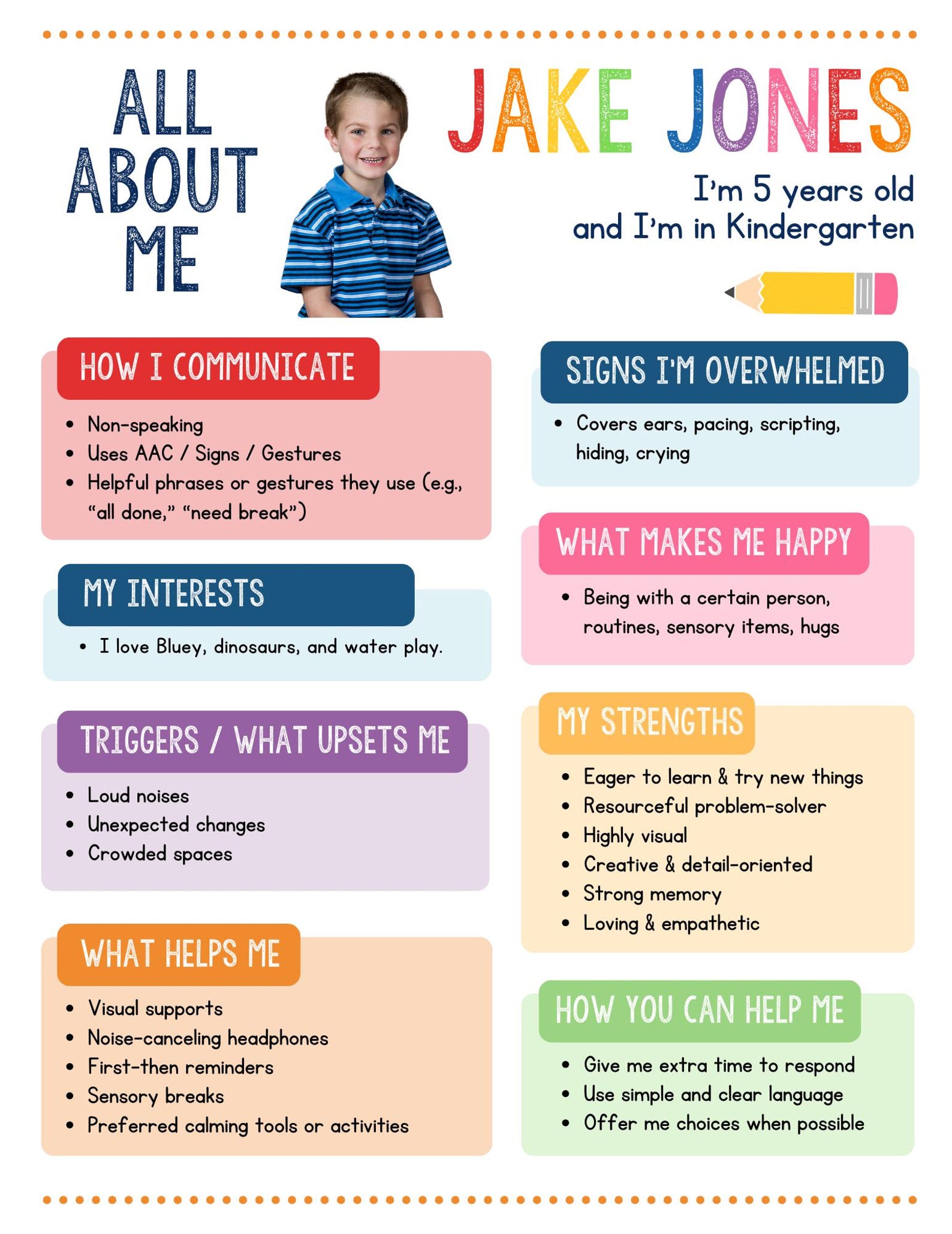 All About My Child Canva Template | Special Needs Teacher Guide ...