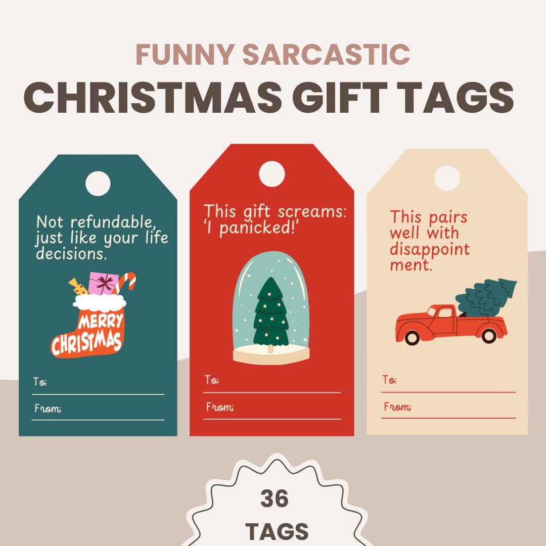Funny & Sassy Christmas Gift Tags — Printable Download - Etsy