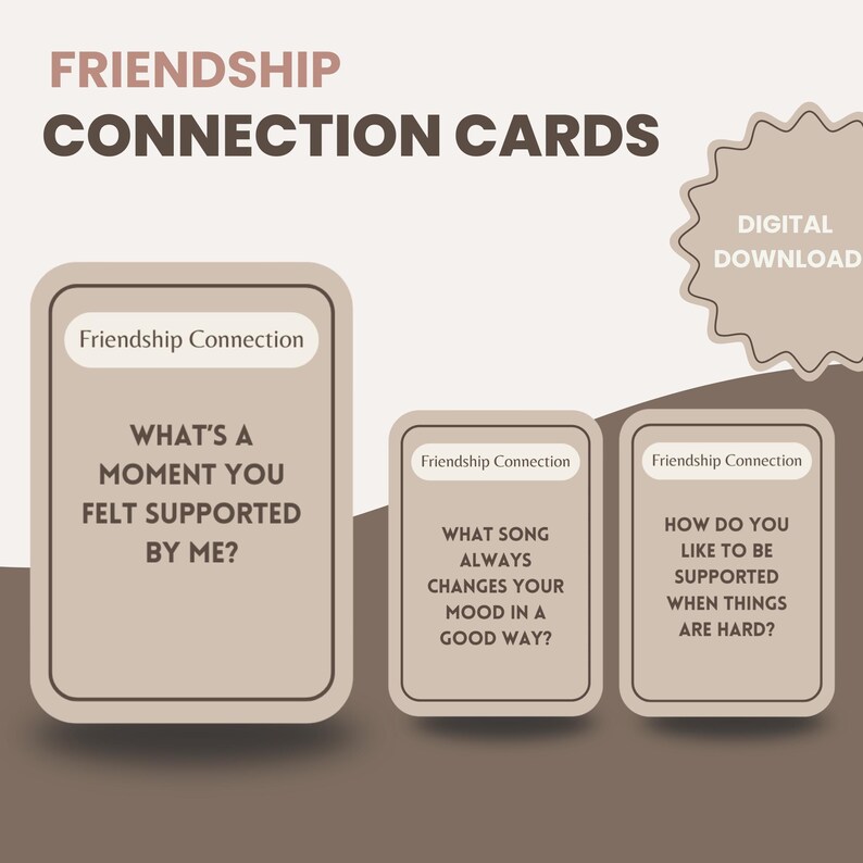 Friendship Connection Cards | Printable Conversation Starters for ...