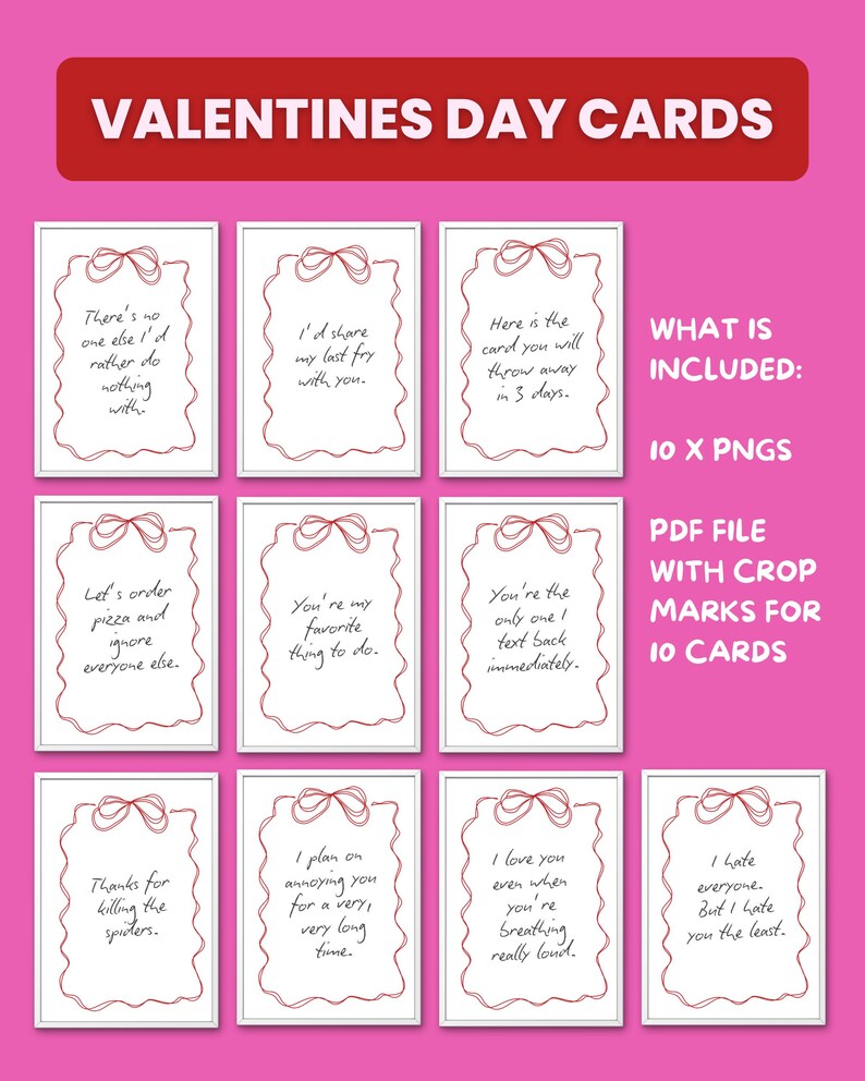 6 Sarcastic Romance Valentine Printable, Funny Flirty Love Notes, Spicy ...