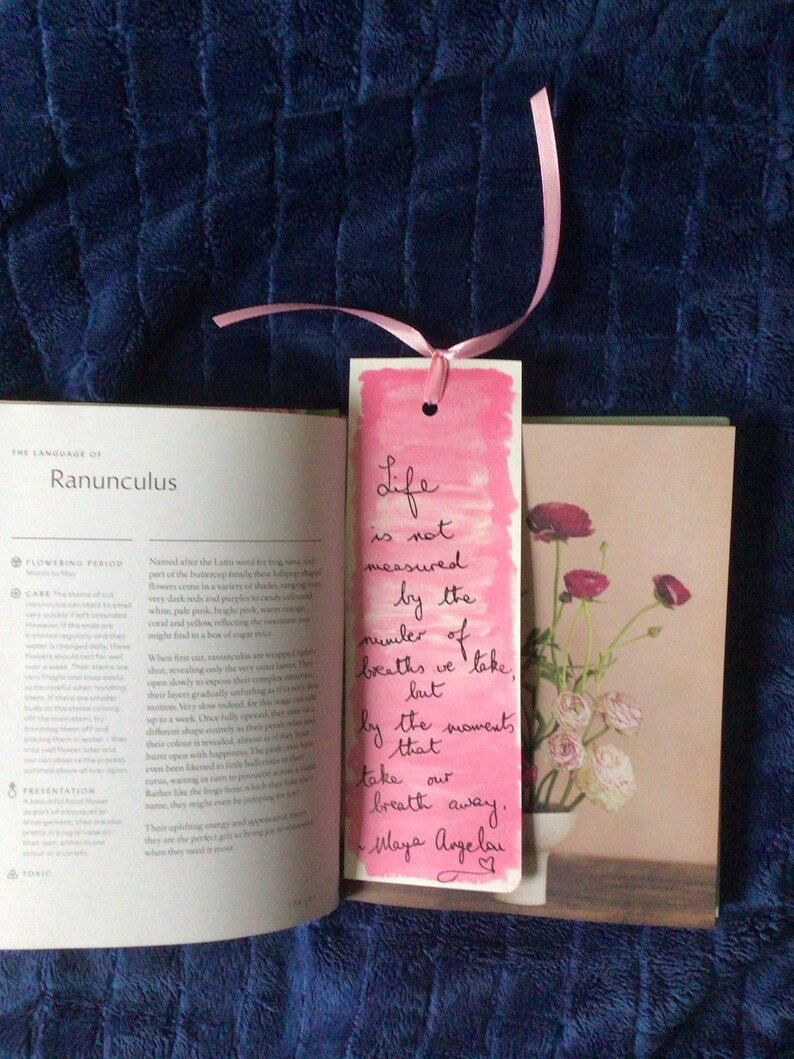 Bookmark Quote Pink Bookmark Personalized Bookmark Quote With Ribbon ...