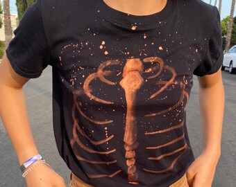 Skeleton Rib T Shirt | Etsy