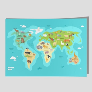 Downloadable Kids Map of the World Poster | Teaching Tool | Homeschool ...