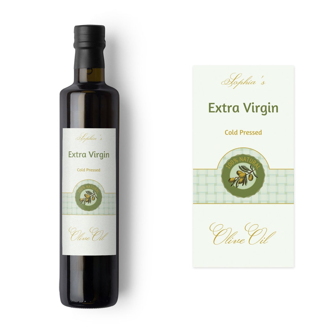 Olive Oil Food Label | Cold Pressed Olive Oil Labels | Labels for Cans ...
